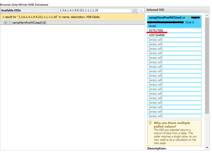 How to select specific row on using Custom poller on Orion web console