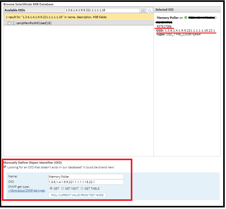 How to select specific row on using Custom poller on Orion web console