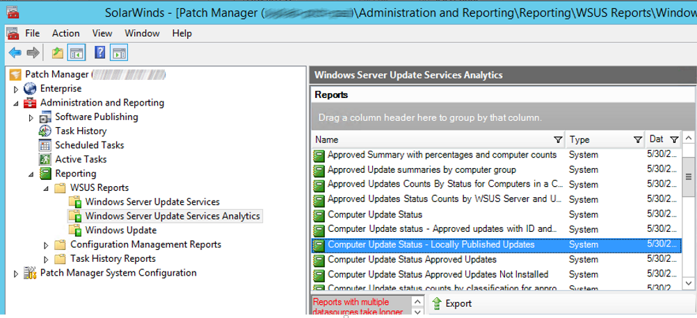 Create a report displaying third party updates installed by WSUS
