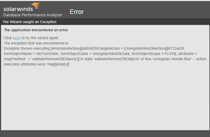 Error on unregister Monitored DB Instance Wizard