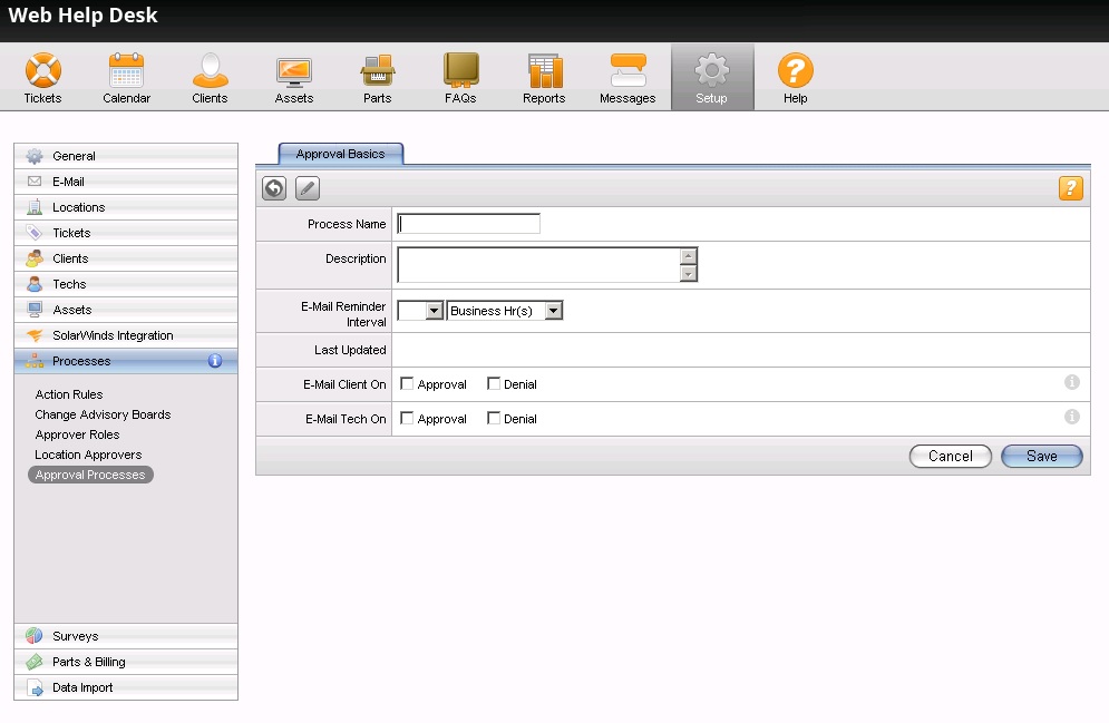 Set up an approval ticket in WHD