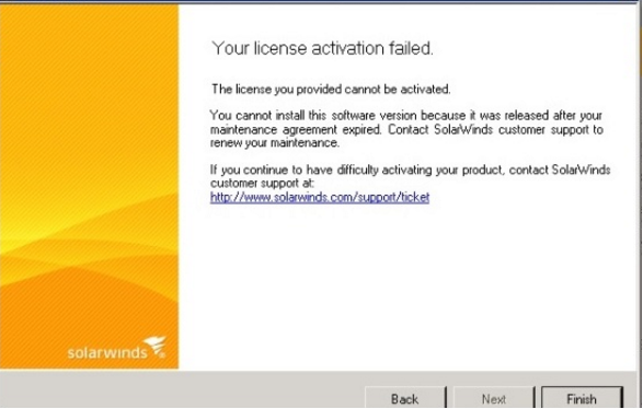 License Activation Failed - released after your maintenance agreement ...