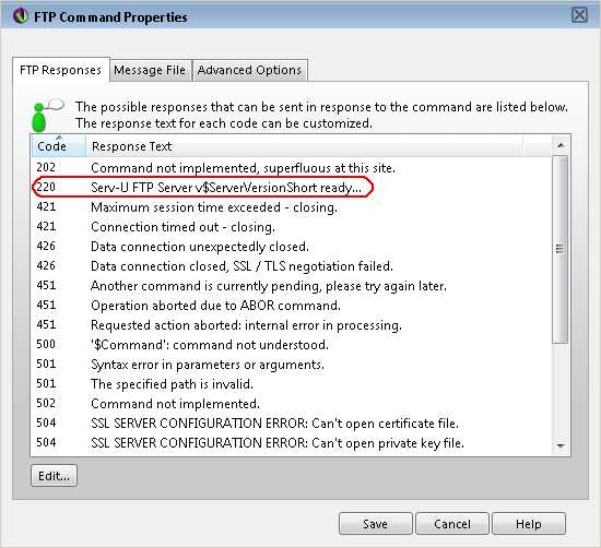 Customize the Serv-U banner message