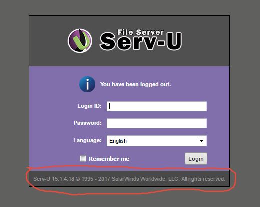 Remove the Serv-U version from the web client login page