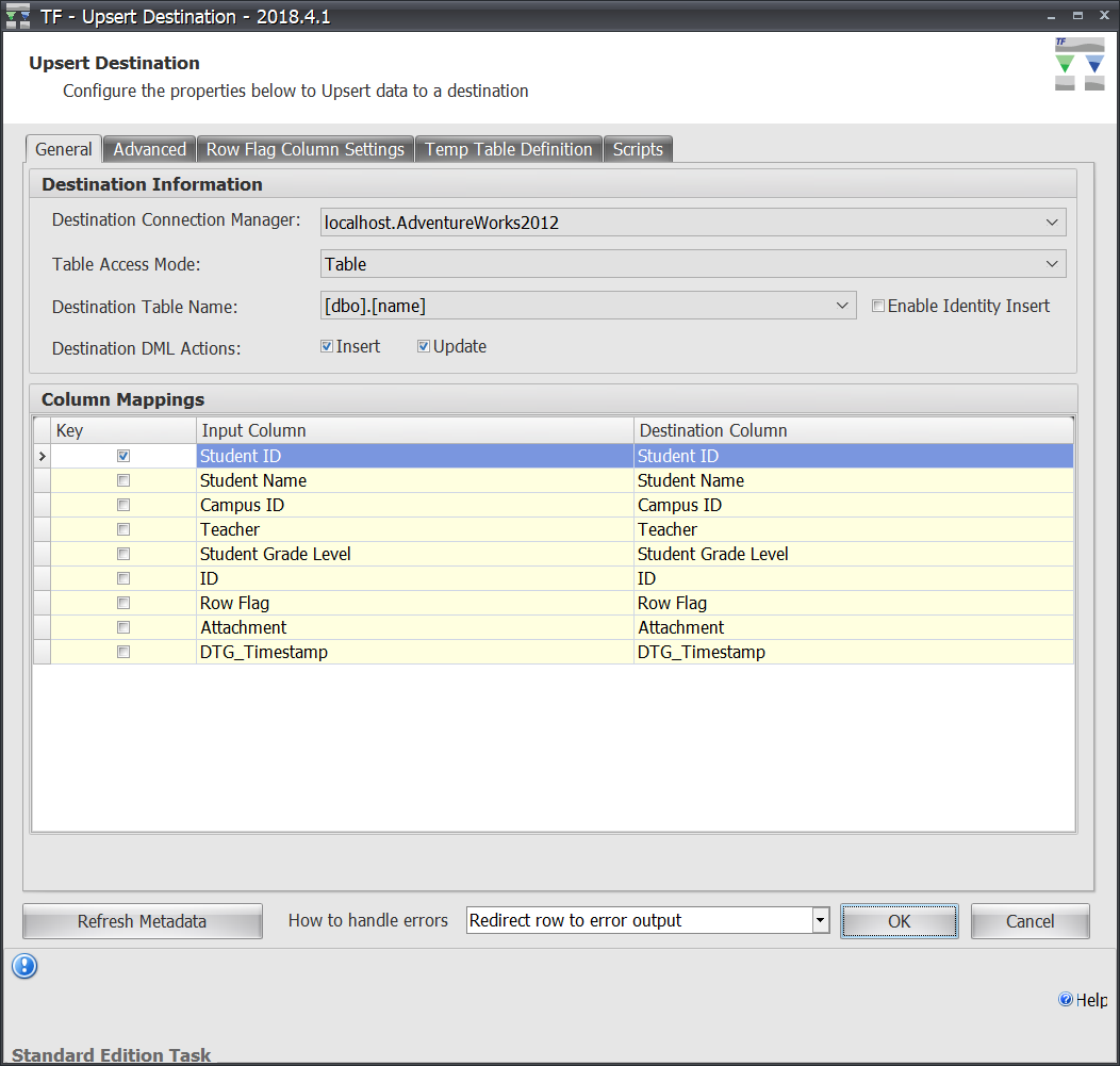 How to use the Row Flag Compare option in the Upsert Destination in ...