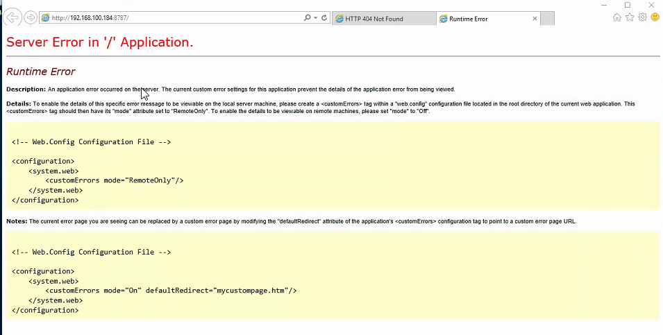 An Application Error Occurred On The Server