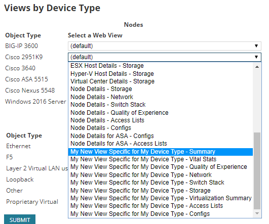 Create a custom view for a specific device type in Orion