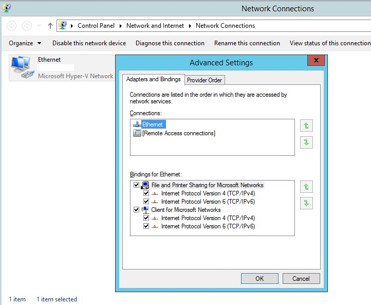Change the binding order of Network Adapters for Orion servers