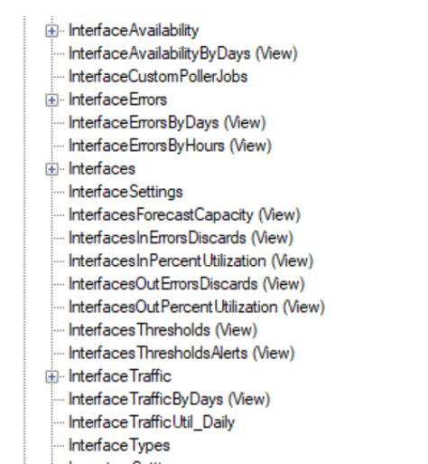 Interface polling data tables in the NPM database