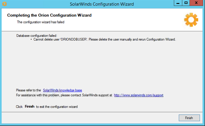 Database Configuration Failed Cannot Delete User Xxx Please Delete The User Manually And