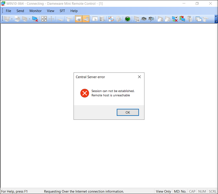 Getting attended and unattended session errors when establishing remote ...