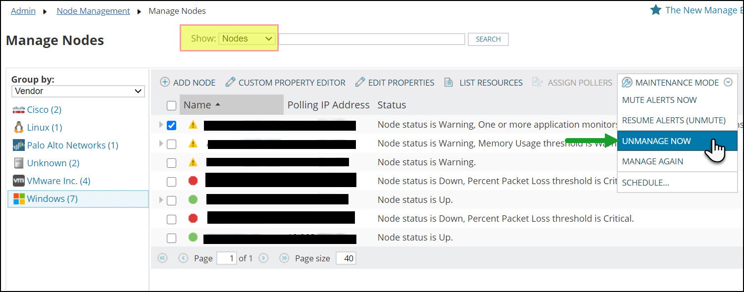 How to unmanage Nodes, Interfaces and/or Applications in bulk in Orion products.