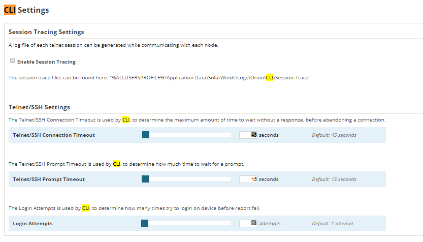 Adjusting Telnet and SSH connection and prompt timeout for CLI Settings ...