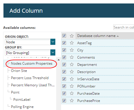 Create a report on custom properties for all nodes