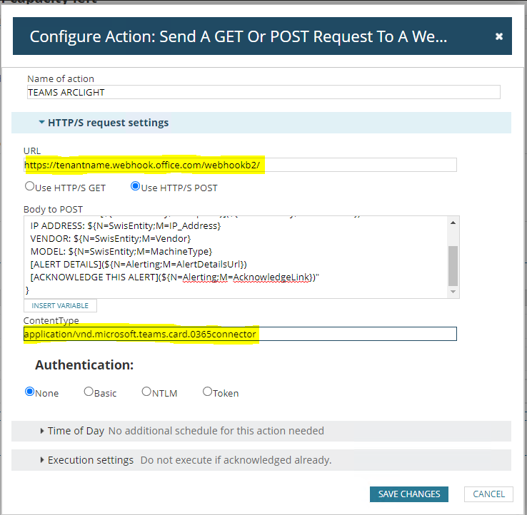 Microsoft Teams Integration with Orion Alerts