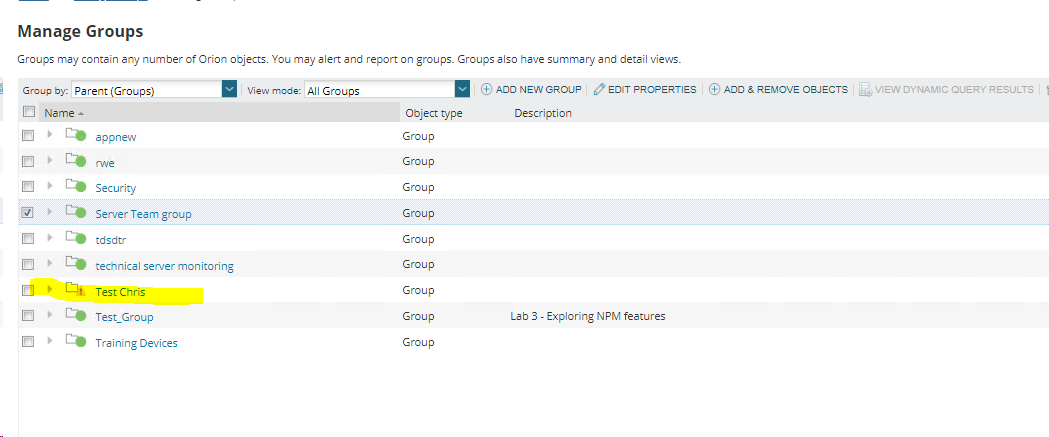 Group availability report logic in Orion platform