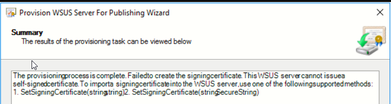 How to create a self-signed WSUS certificate when the Server Publishing Setup Wizard fails