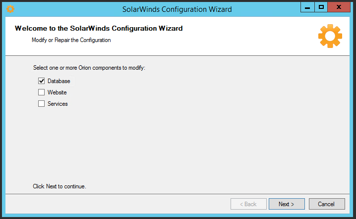 Create a new Orion database account