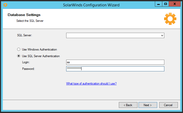 Create a new Orion database account