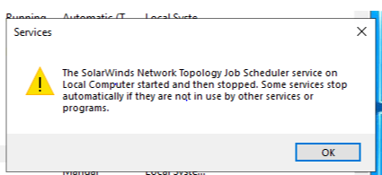Error message received when starting Network Topology Mapper and SolarWinds Network Topology Job ...