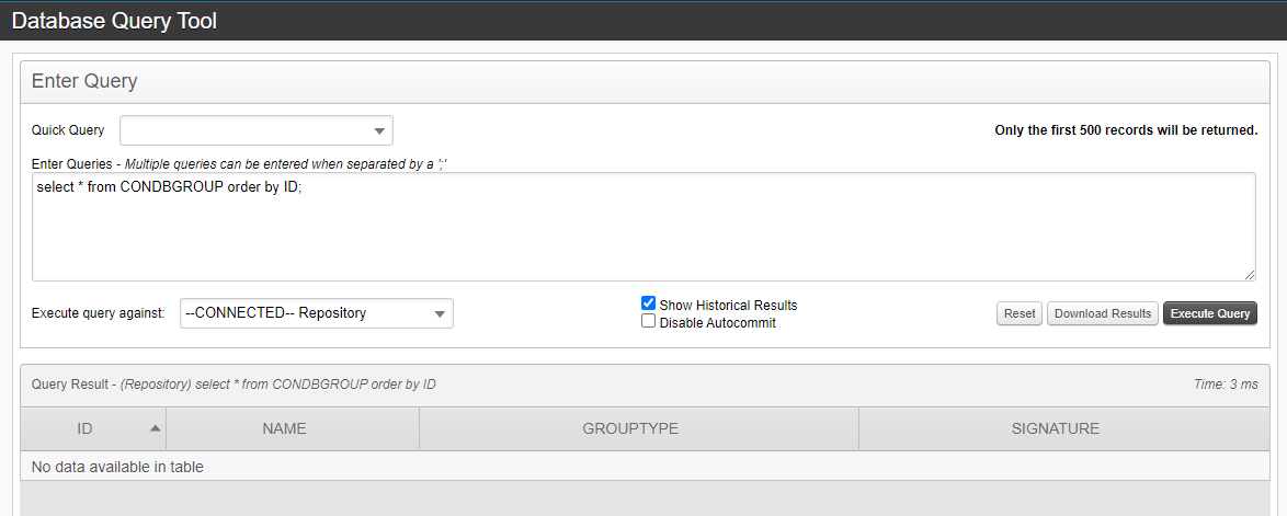How to access DPA 'DB Query Tool'