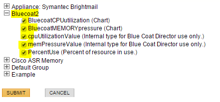 CPU and memory information unavailable in BlueCoat devices