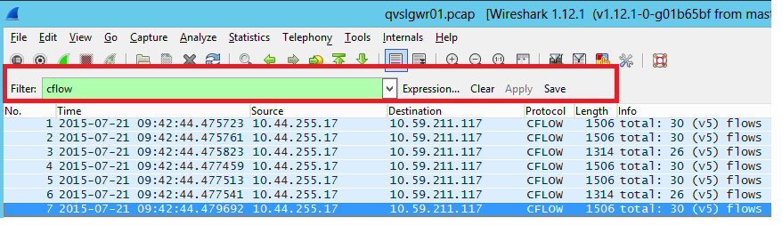 NTA - Netflow v5, v9, and IPFIX Wireshark packet capture