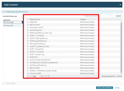 There are limited web resources when adding widgets on the Orion web ...
