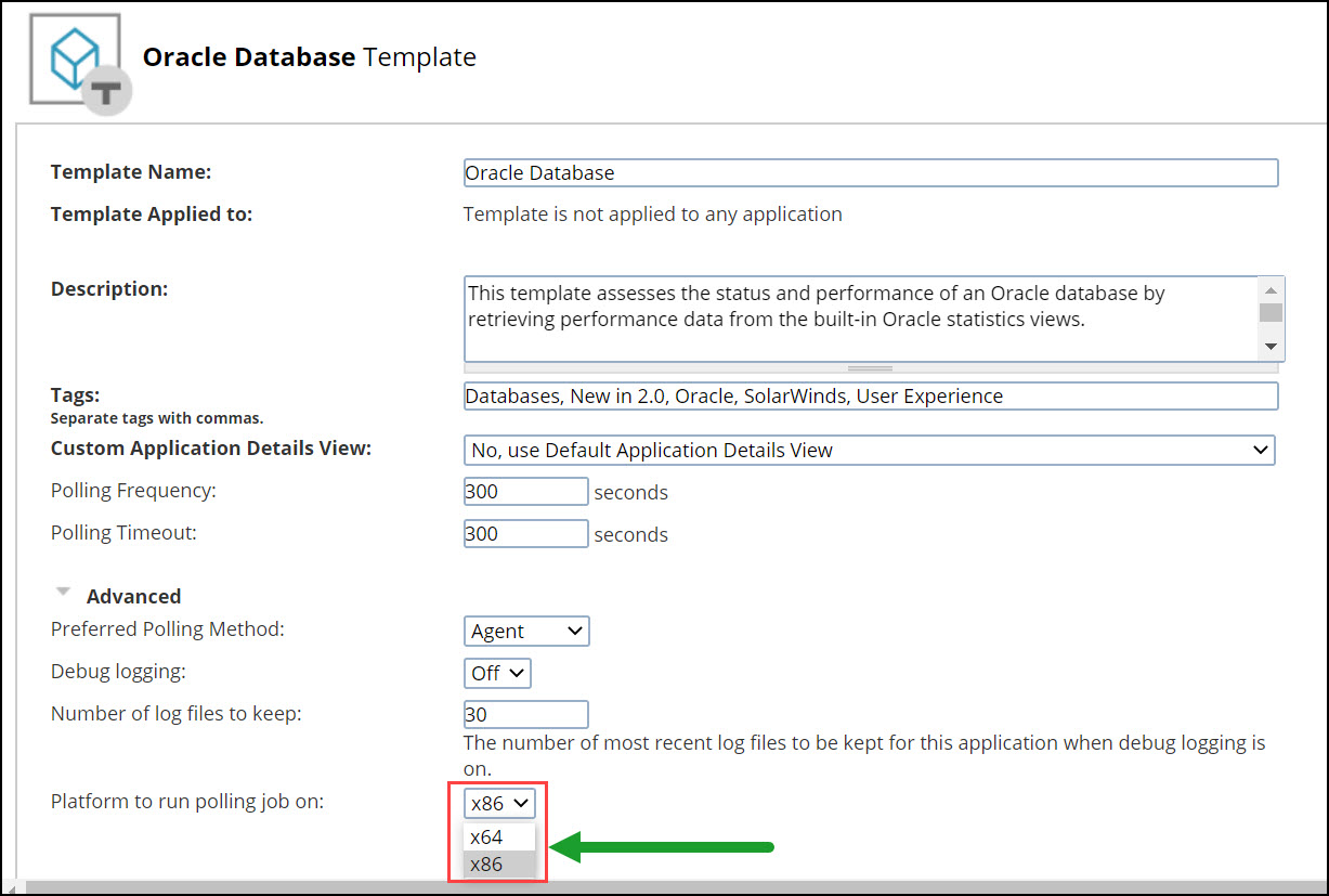 Use the SAM Oracle Database template and Oracle User Experience monitor ...