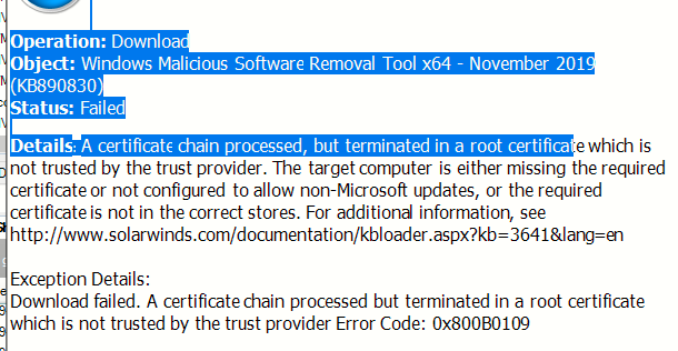 A certificate chain processed but terminated in a root certificate which is not trusted by the ...