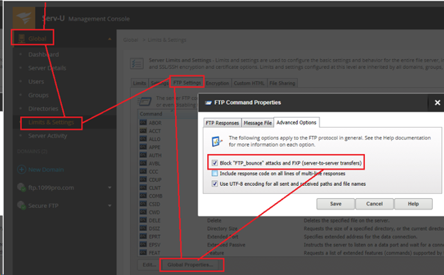FTP Active Mode is not working in Serv-U, getting an error: "530 Only ...