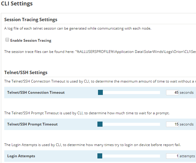 Where to adjust Telnet and SSH connection and prompt timeout in NCM