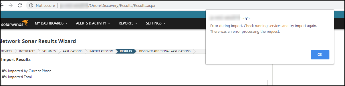 Discovery import fails on SAM+VMAN Free polling Engine