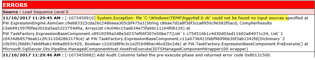 Task Factory Expression Based Components Require Read/Write Access to C:\Windows\TEMP