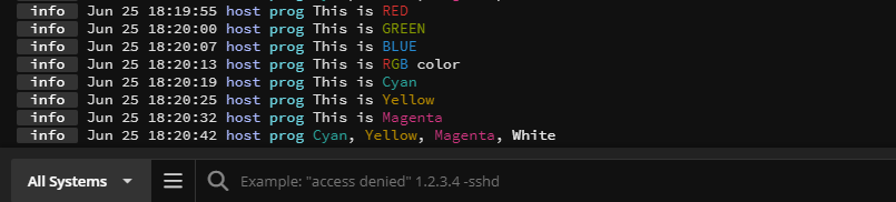 Papertrail ANSI Log Colorization examples