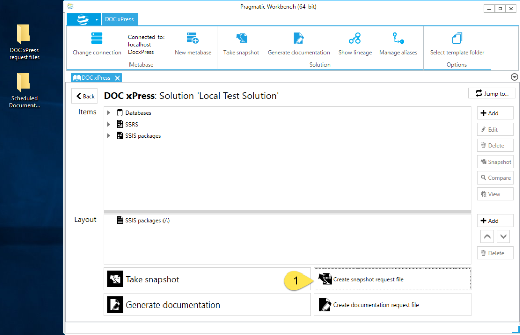 Scheduling the snapshot and generation of documentation with Windows Task Scheduler for DOC xPress