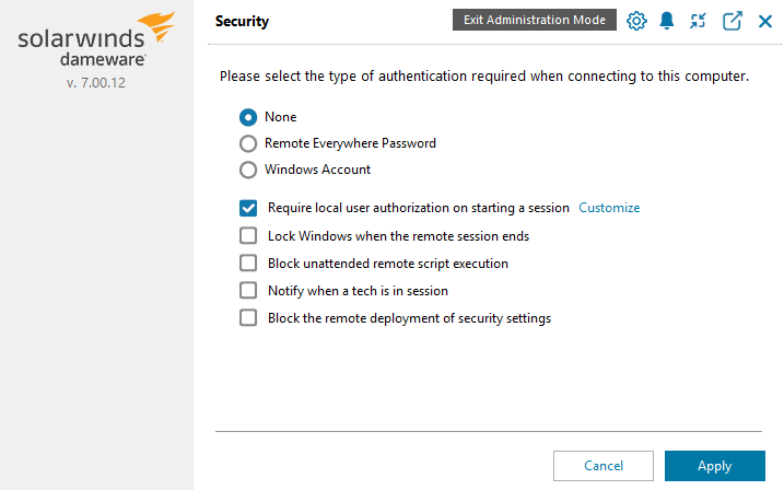 Disable Windows lock after ending a remote session in Dameware Remote ...
