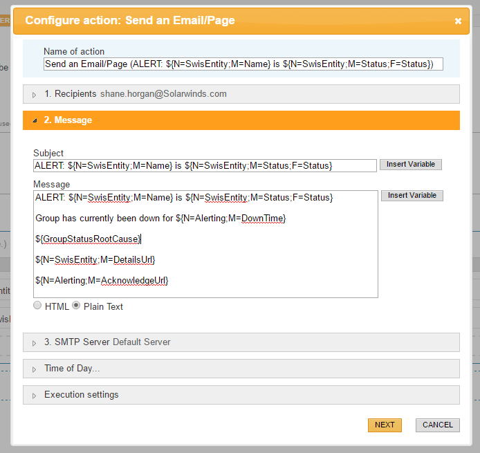Customize the message in Alerts