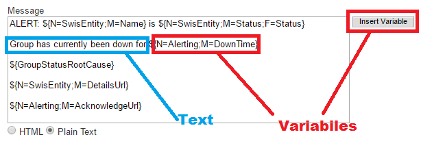 Customize the message in Alerts