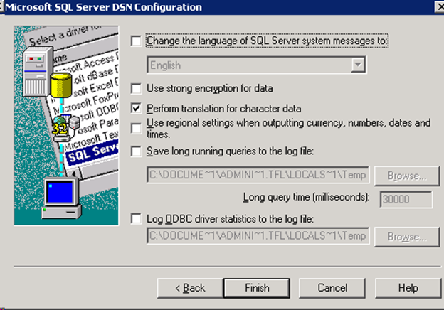 Kiwi Syslog logs to store with SQL database setup screen shots