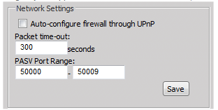 Set a passive port range in Serv-U FTP Server