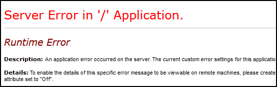 Server Error in '/ Application error when accessing the web console