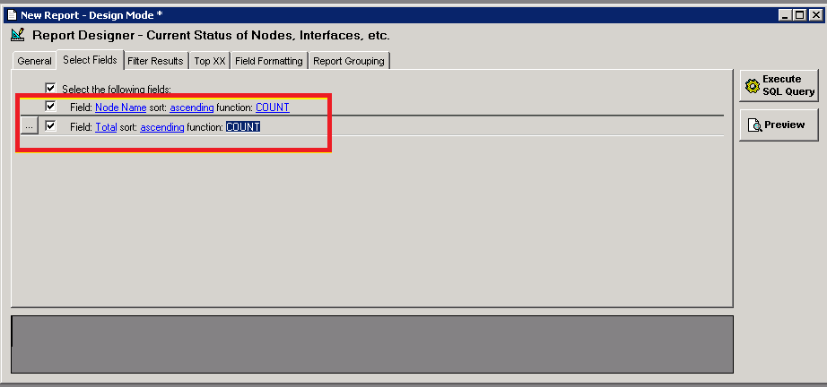Create an NPM report to return the node name and serial number from the assigned universal ...