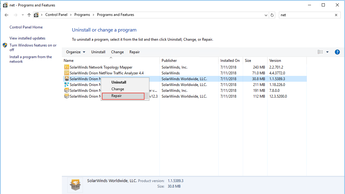 How to repair Solarwinds Orion Netpath in Orion NPM
