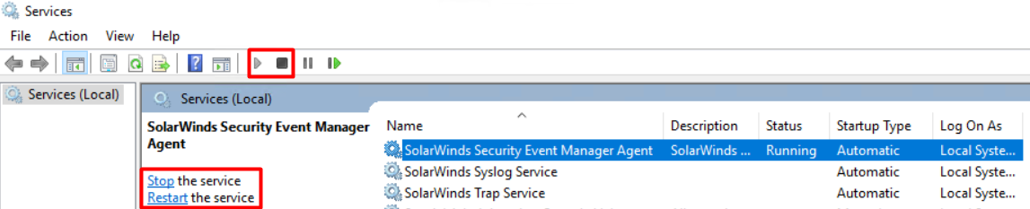 Start and stop the SEM agent service