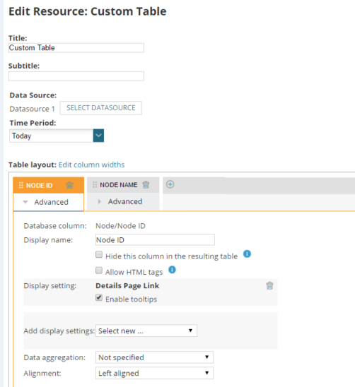 Create a custom table resource that will show a link to a node details page