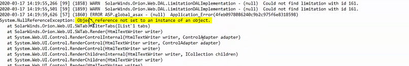 Error: Object reference not set to instance of an object on Orion Website
