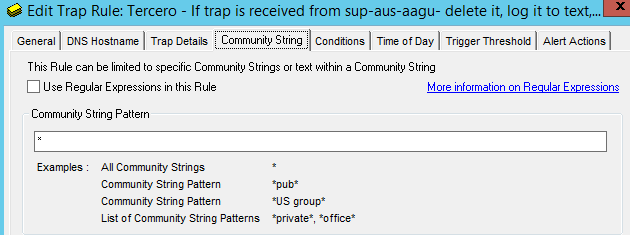 Create a trap rule based on a SNMPv3 trap condition received by Orion NPM to send an email with ...