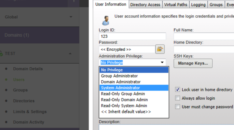 Access the Serv-U Management Console remotely using a web browser