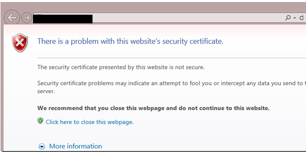 "There is a problem with this website's security certificate" error on Orion web console